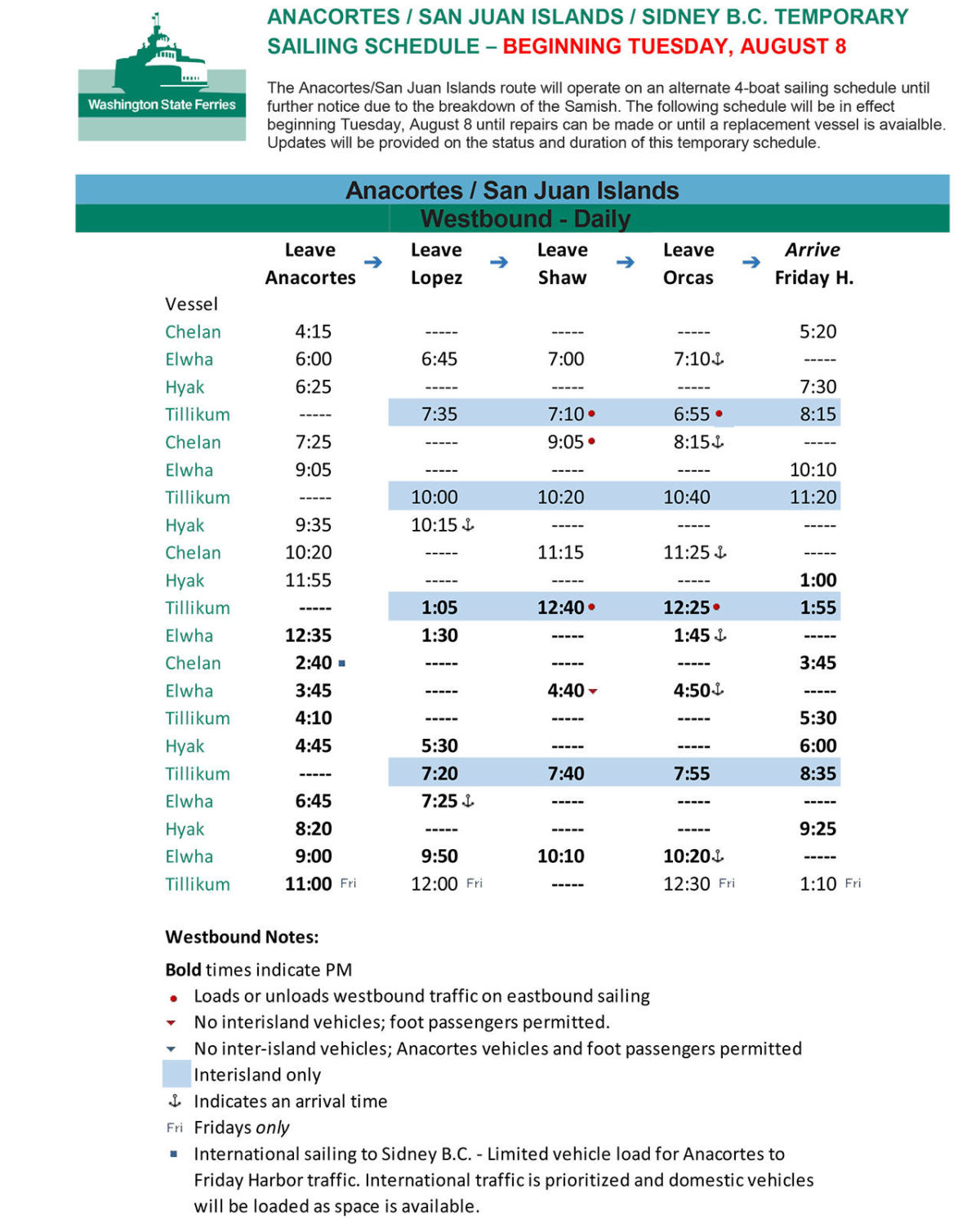 WSF returns to four-boat schedule due to Samish engine failure | The ...