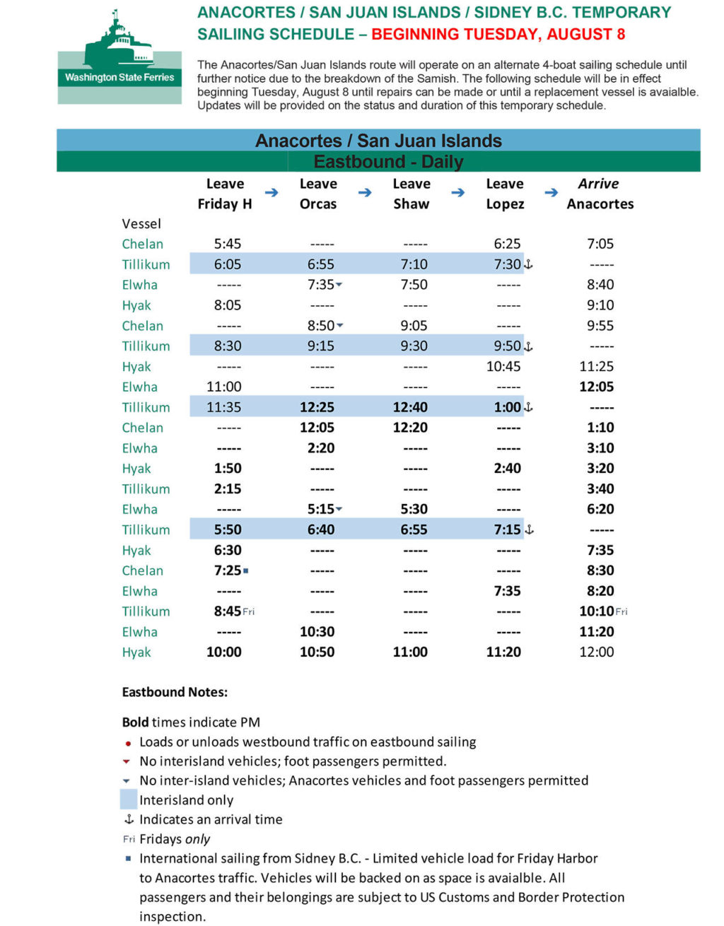 WSF returns to four-boat schedule due to Samish engine failure | The ...