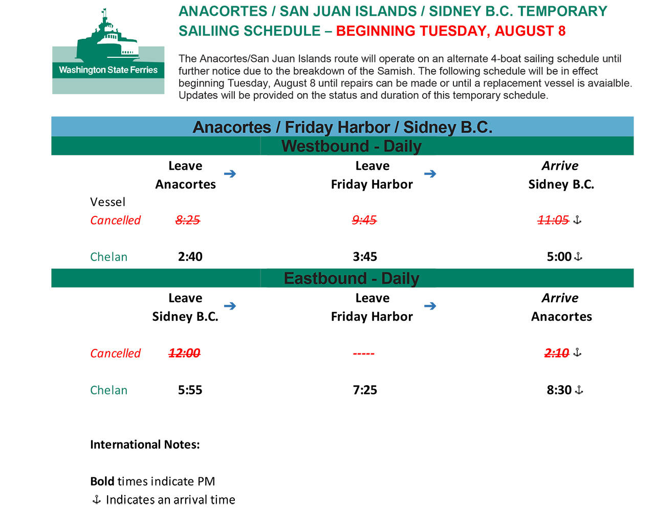 WSF returns to four-boat schedule due to Samish engine failure | The ...